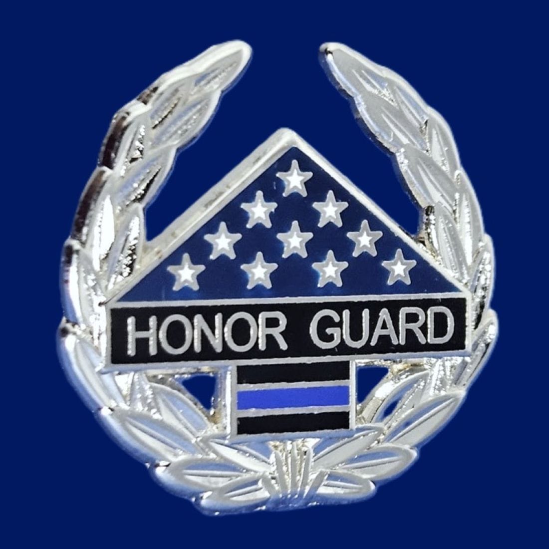 Flag-L.E. Ribbon-Leaf Honor Guard Pin: 1" Size, Silver-nckl Pltd ...